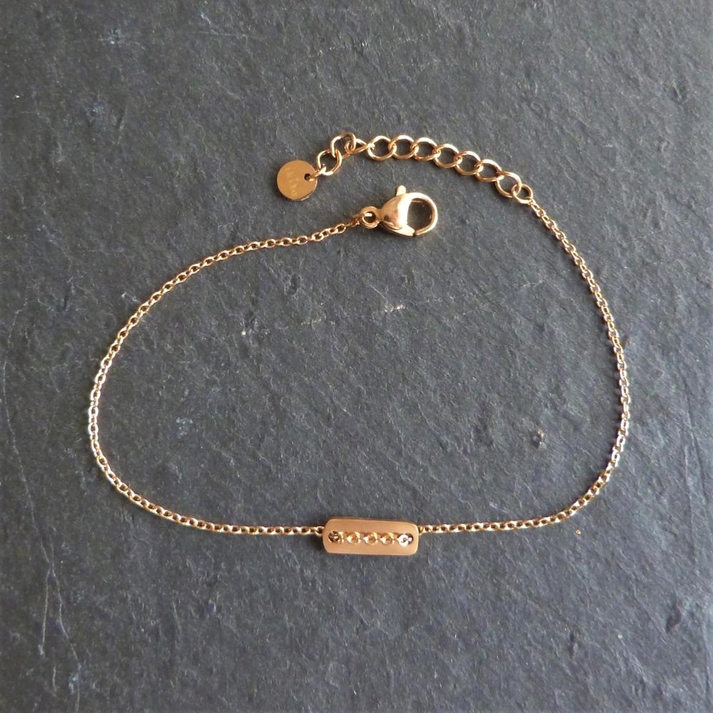 Bracelet Plaque Acier Doré Ikita